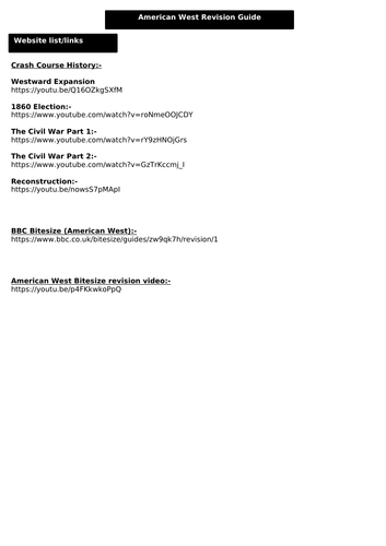 American West AQA8145 1-9 Revision Guide | Teaching Resources