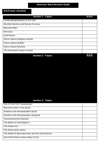 American West AQA8145 1-9 Revision Guide | Teaching Resources
