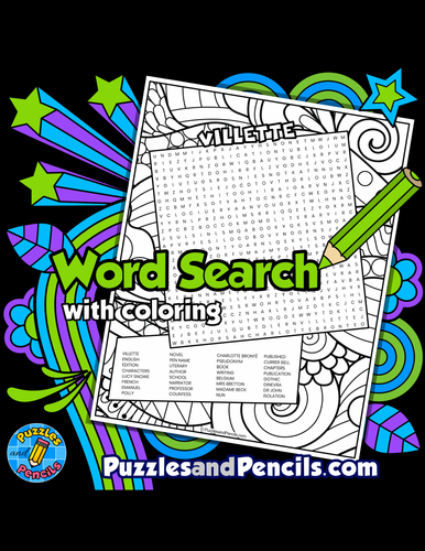 Villette Word Search Puzzle with Colouring | Charlotte Bronte ...