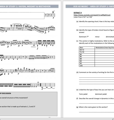 OCR As MUSIC: 2023 EXAM (Haydn) - Exam Practice Questions AoS1 ...