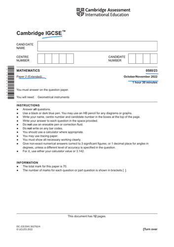 Guided Solution CIE 0580 October 2022 Paper 22 | Teaching Resources