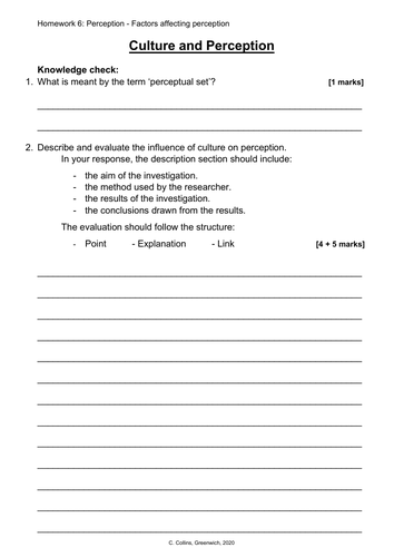 AQA GCSE Psychology - Factors affecting perception: Culture (Perception ... AQA GCSE Psychology - Factors affecting perception: Culture (Perception ...