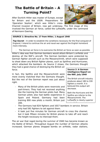 WW2 - Was the Battle of Britain Our 'Finest Hour'? | Teaching Resources