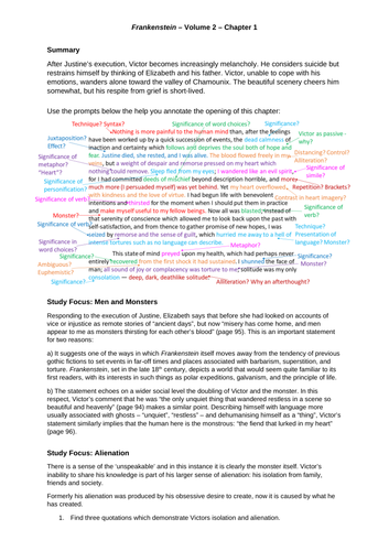 Frankenstein Worksheets | Teaching Resources