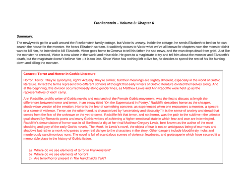 Frankenstein Worksheets | Teaching Resources