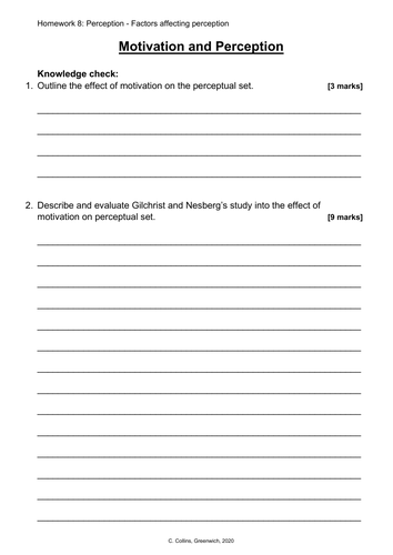 AQA GCSE Psychology - Factors affecting perception: Motivation ... AQA GCSE Psychology - Factors affecting perception: Motivation ...