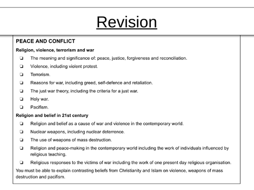 Peace & Conflict - WHOLE UNIT! (AQA RS GCSE) | Teaching Resources