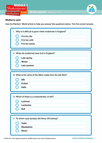EAL English Through Gardening - Shakespeare's Plants | Teaching Resources