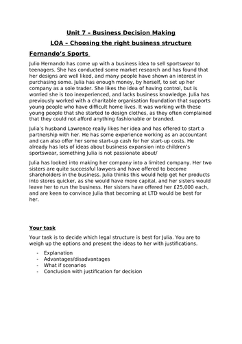 Unit 7: Business Decision Making | Teaching Resources Unit 7: Business Decision Making | Teaching Resources