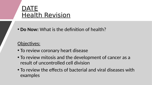 Health Revision Lesson | Teaching Resources