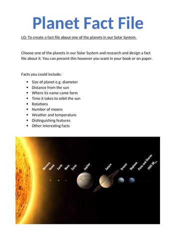 Space or Earth, Sun and moon activities | Teaching Resources