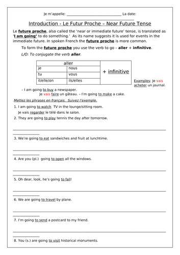 FRENCH FUTURE TENSES - LE PROCHE & LE SIMPLE | Teaching Resources