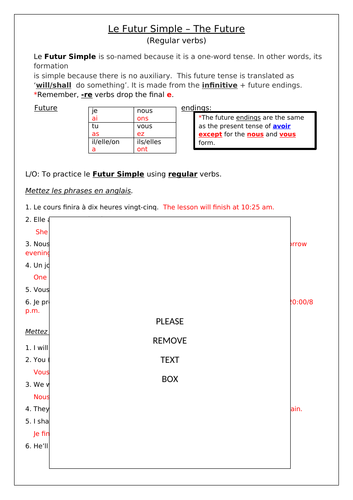 FRENCH FUTURE TENSES - LE PROCHE & LE SIMPLE | Teaching Resources