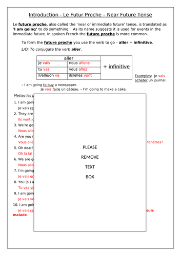 FRENCH FUTURE TENSES - LE PROCHE & LE SIMPLE | Teaching Resources