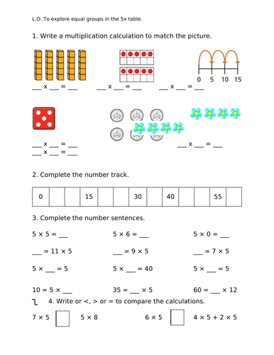 2x 3x 5x 10x Tables - Worksheets Year 2 | Teaching Resources