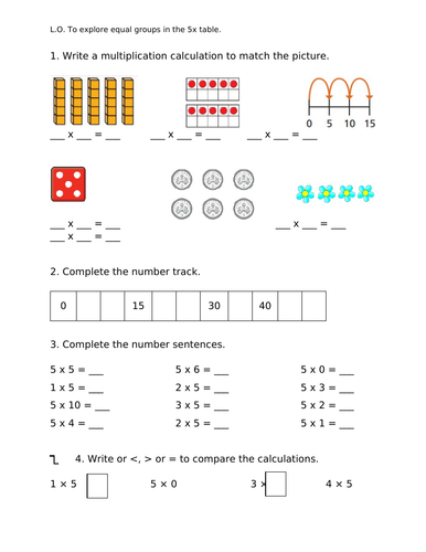 2x 3x 5x 10x Tables - Worksheets Year 2 | Teaching Resources