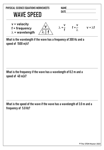 Wave Speed Equation Worksheet | Teaching Resources Wave Speed Equation Worksheet | Teaching Resources