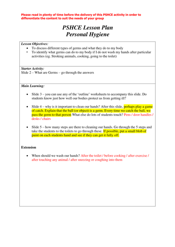 Germs short lesson | Teaching Resources