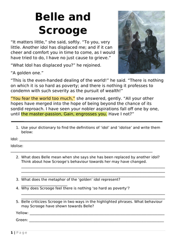 GCSE - A Christmas Carol Lower Ability Lesson Bundle - Belle and ...