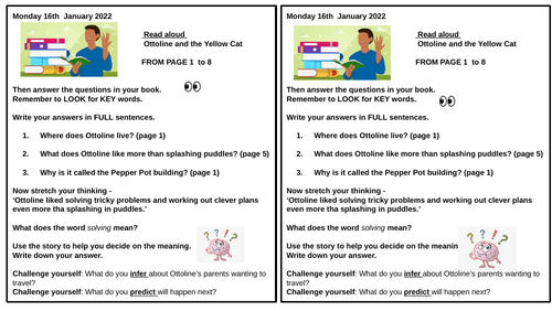 Ottoline and the Yellow Cat Reading comprehension | Teaching Resources