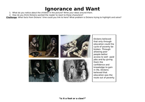 GCSE - A Christmas Carol Lower Ability Lesson Bundle - Ignorance and ...