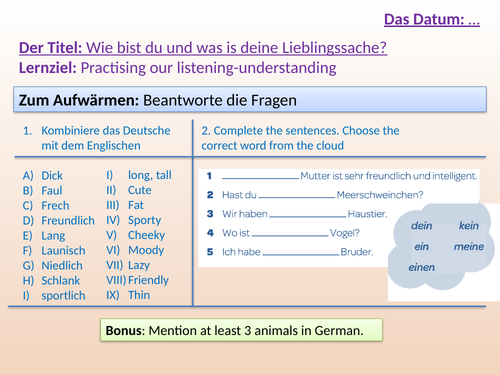 German - Stimmt! 1 Kapitel 2: Familie und Tiere - Powerpoints ...