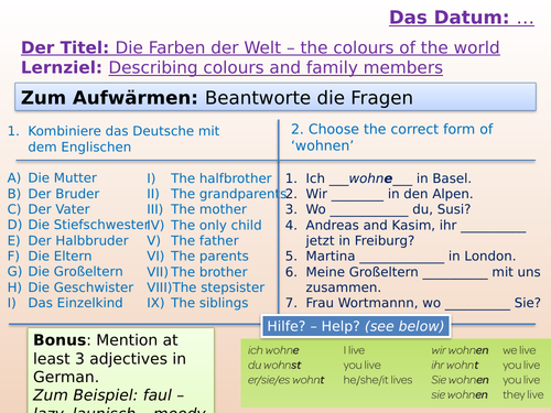 German - Stimmt! 1 Kapitel 2: Familie und Tiere - Powerpoints ...