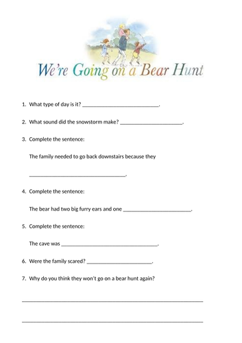 We're Going on a Bear Hunt Worksheet | Teaching Resources
