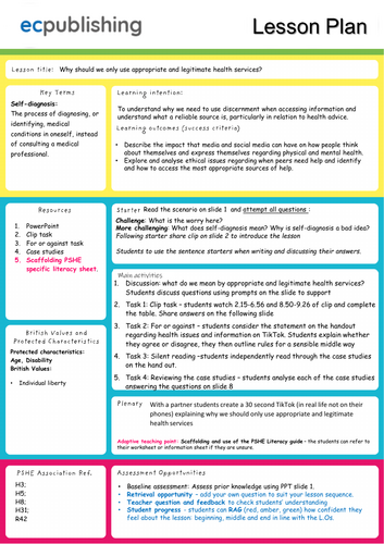 Health Advice Services PSHE | Teaching Resources