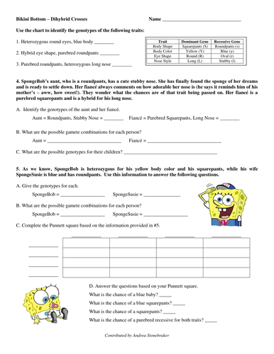 Genetic Inheritance with Sponge Bob! | Teaching Resources