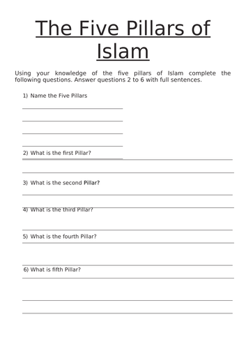 Islam - The Five Pillars of Islam- Lesson 5 - KS2 | Teaching Resources