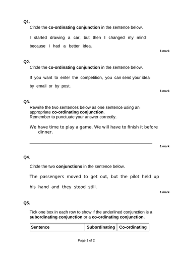 Coordinating Conjunctions - KS2 | Teaching Resources
