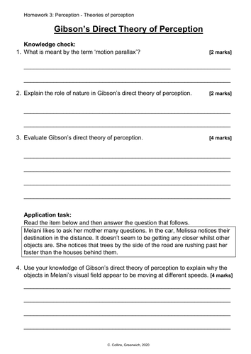 AQA GCSE Psychology - Gibson's Direct Theory of Perception (Perception ...