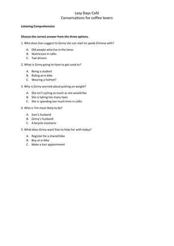 ESL/EFL Advanced English listening tests (Ginny) | Teaching Resources