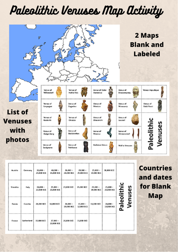 Paleolithic Venuses Map Activity | Teaching Resources