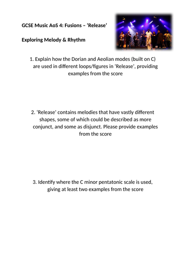 GCSE Music: Fusions - 'Release' workpack | Teaching Resources