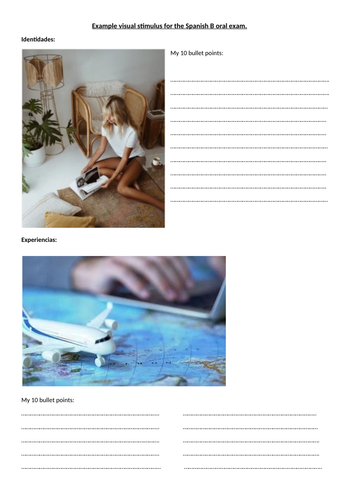 IB Spanish B Oral Exam Visual stimulus (Ab in/SL) | Teaching Resources