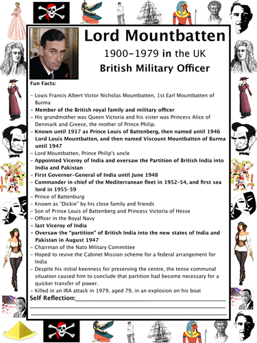 Lord Mountbatten PACKET & ACTIVITIES, Important Historical Figures ...