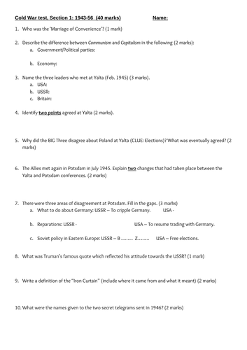 Edexcel Cold War Topic 1 Bundle | Teaching Resources