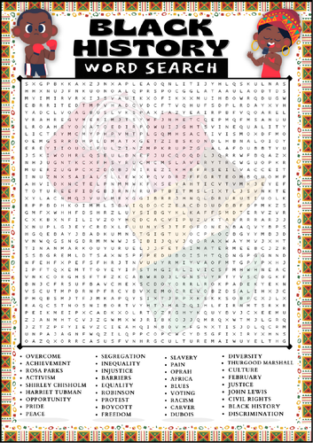 Black History Month Word Search Puzzle Worksheet & Coloring Pages ...