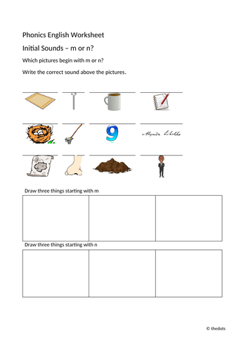 Phonics Initial sounds m and n | Teaching Resources