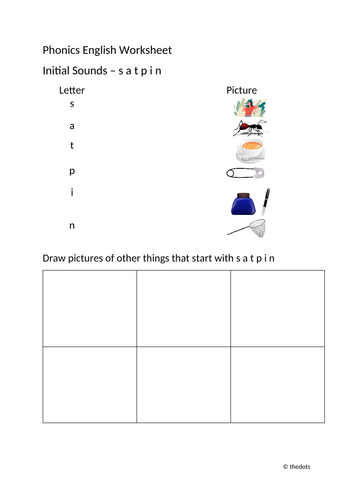 Phonics Initial Sounds – s a t p i n | Teaching Resources