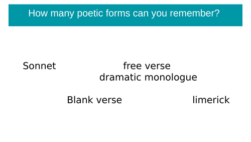 Poetic Forms - GCSE Poetry skills | Teaching Resources