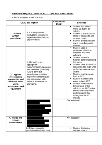 Osmosis A level required practical marking guidance CPACs | Teaching ...