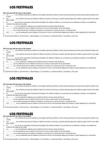 Los festivales - Spanish typical festivals | Teaching Resources
