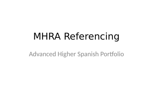 MHRA Referencing | Teaching Resources MHRA Referencing | Teaching Resources