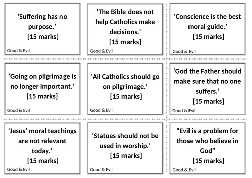 Good & Evil - Revision cards with answers - Eduqas/WJEC | Teaching ...
