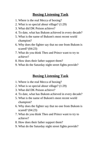 'The Boxer' by Emma Payne Unit | Teaching Resources