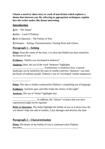 The Sniper Study Guide and Essay Plans | Teaching Resources