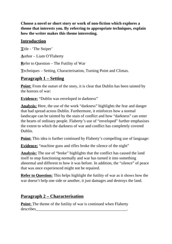 The Sniper Study Guide and Essay Plans | Teaching Resources